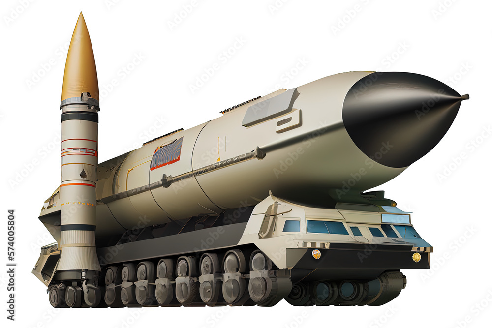 Intercontinental ballistic Missile launch, war, ICBM missile, transparent background. Generative ...