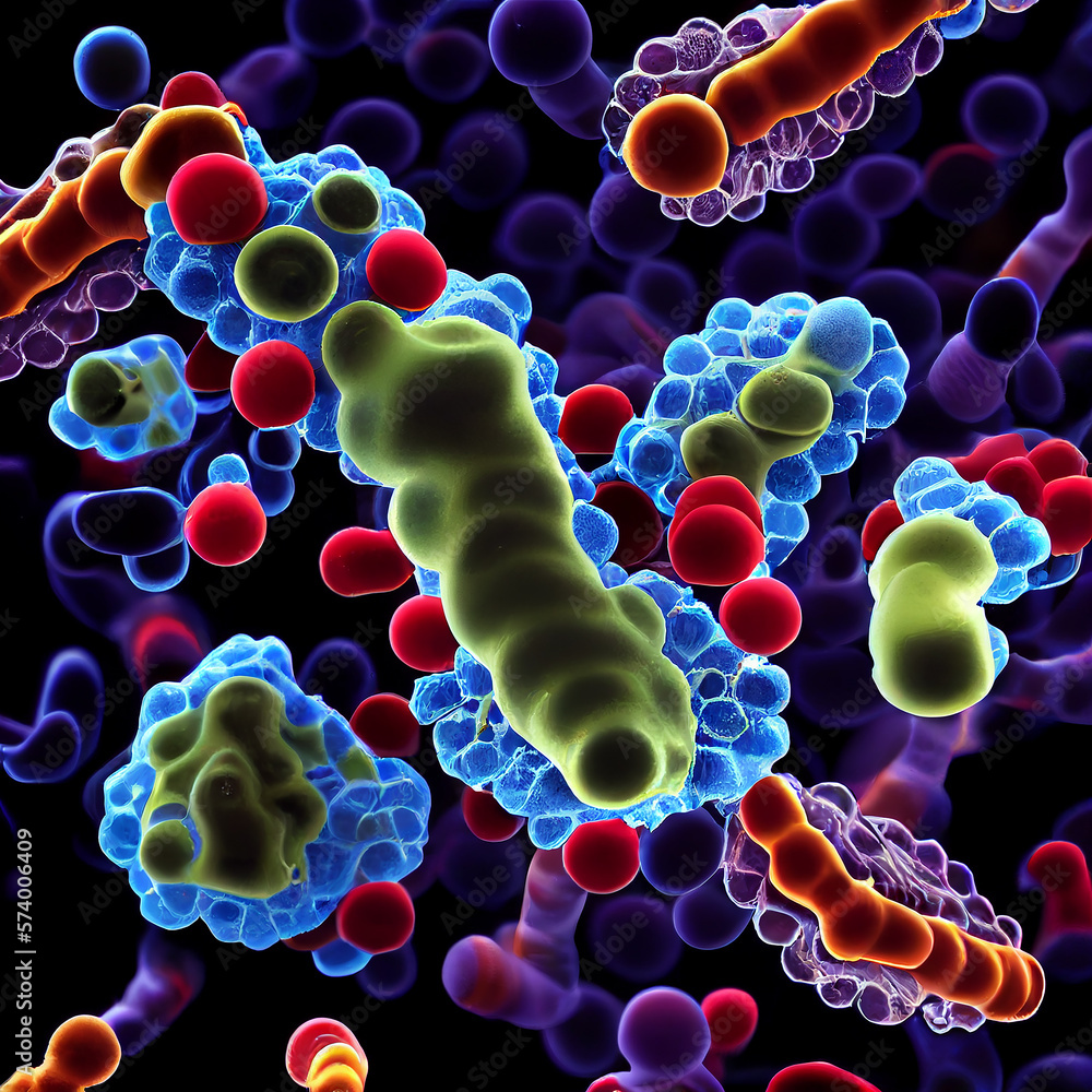 Multi shape of Bacteria and virus infection of microscopic background ...