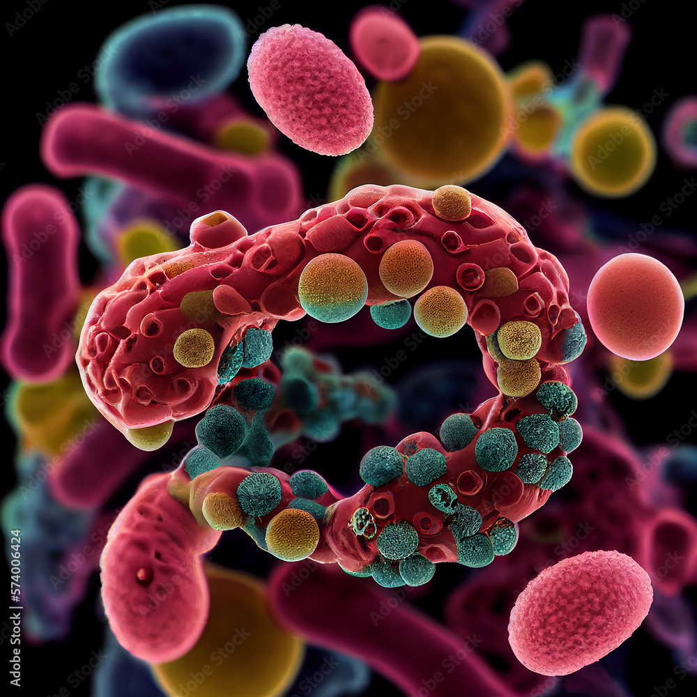 Multi shape of Bacteria and virus infection of microscopic background ...