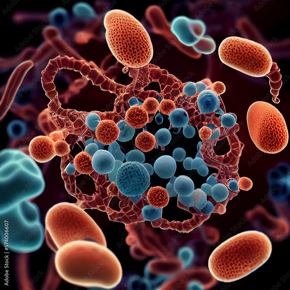 Multi shape of Bacteria and virus infection of microscopic background ...