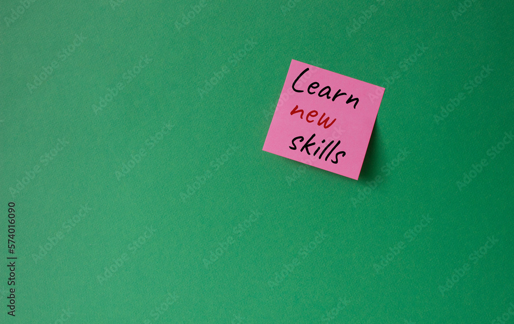 Learn new skills symbol. Concept words Learn new skills on pink steaky ... Learn new skills symbol. Concept words Learn new skills on pink steaky ...