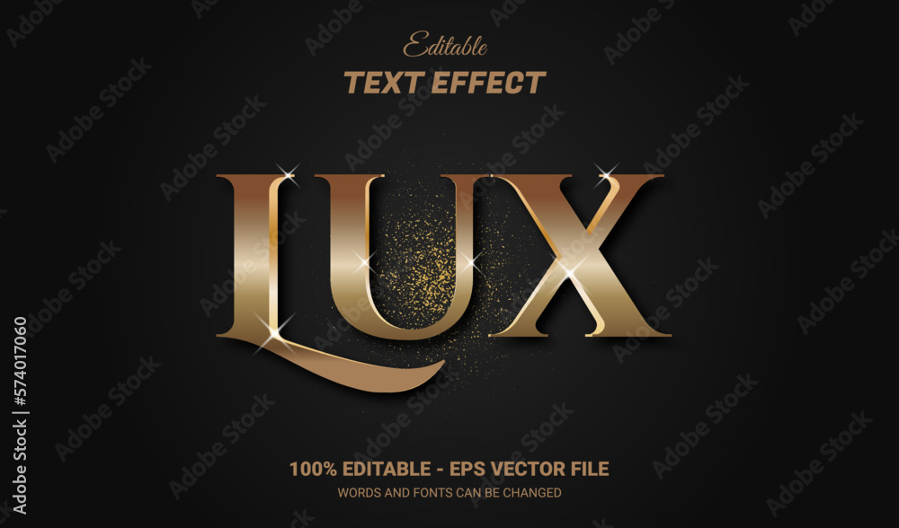 Lux golden editable 3d text effect style Stock Vector | Adobe Stock