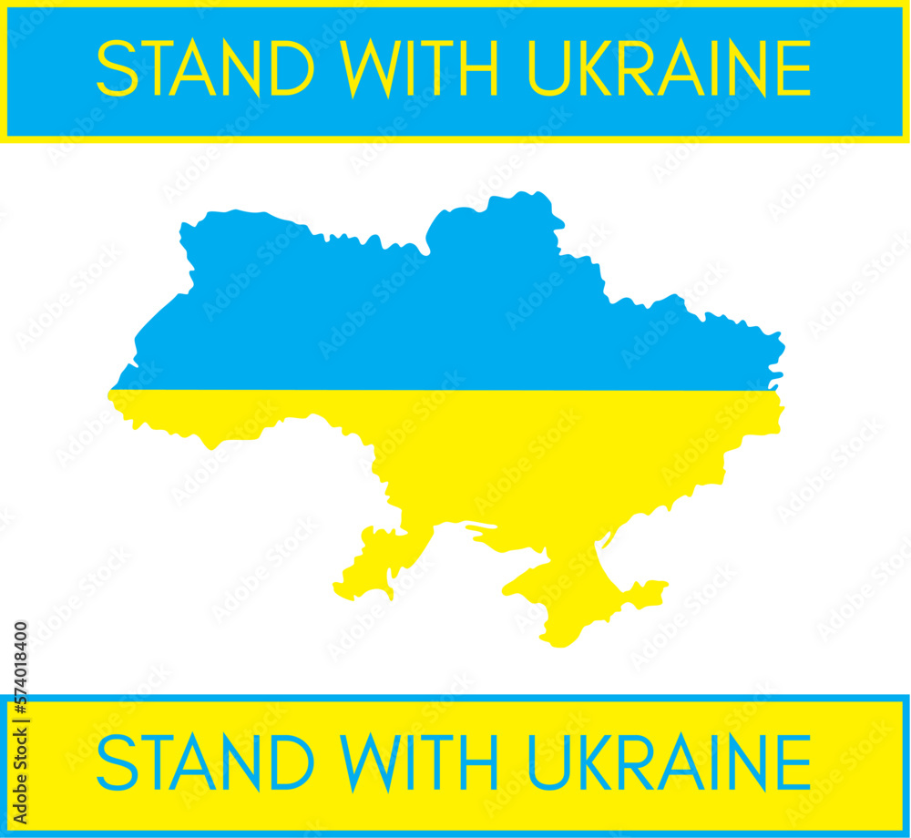 Map of Ukraine, Ukrainian map yellow and blue flag, contour map, set of ...