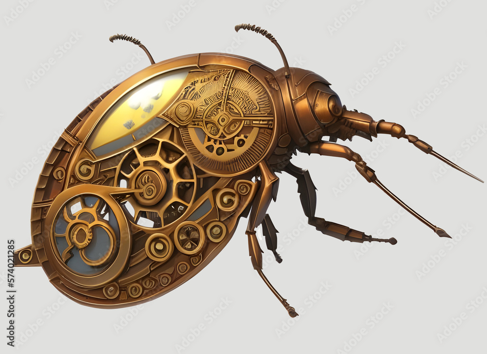 cyberpunk mechanical robot metal insect with steampunk style clockwork ...
