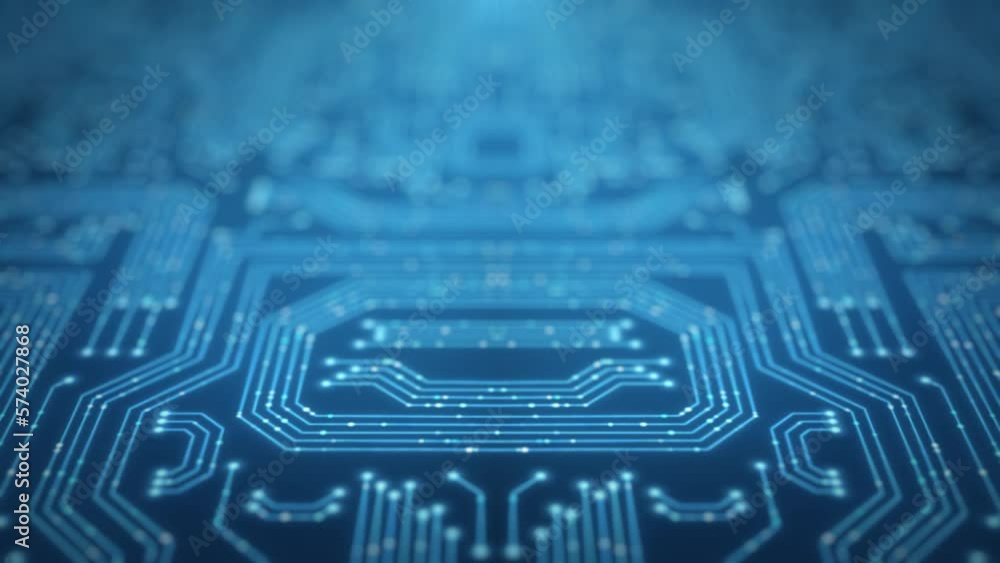 Vidéo Stock Digital Data moving on Circuit Board and CPU loop backgrounds. Computer Processing ...