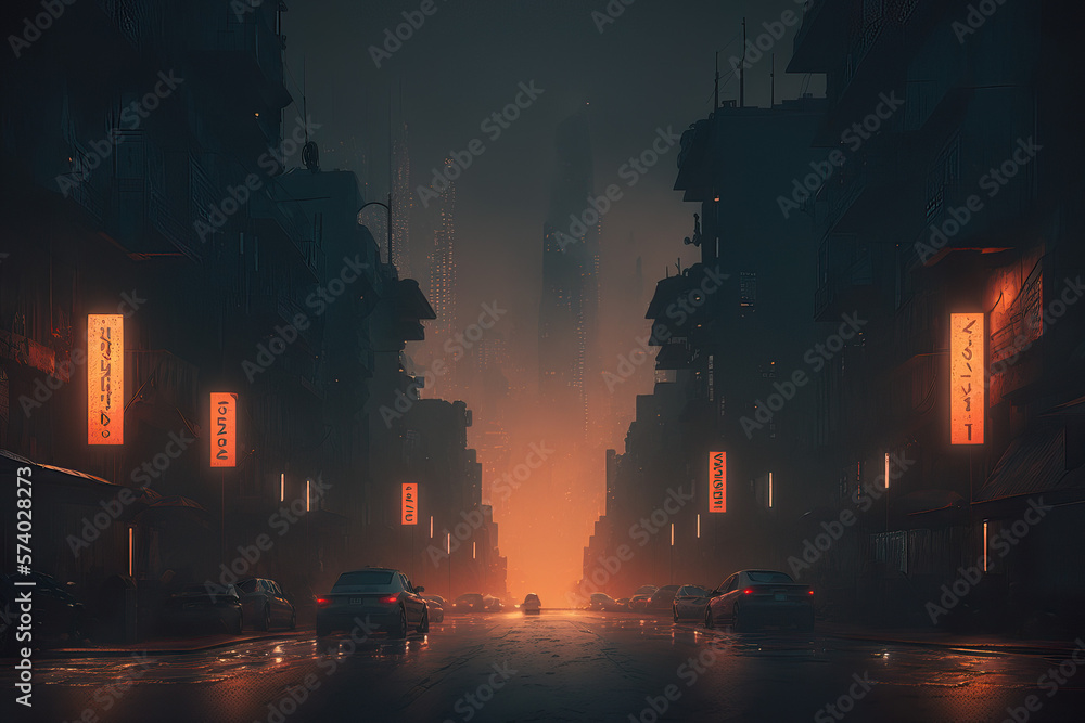 "Realistic Cyberpunk Cityscape" - a title that describes the contents ...