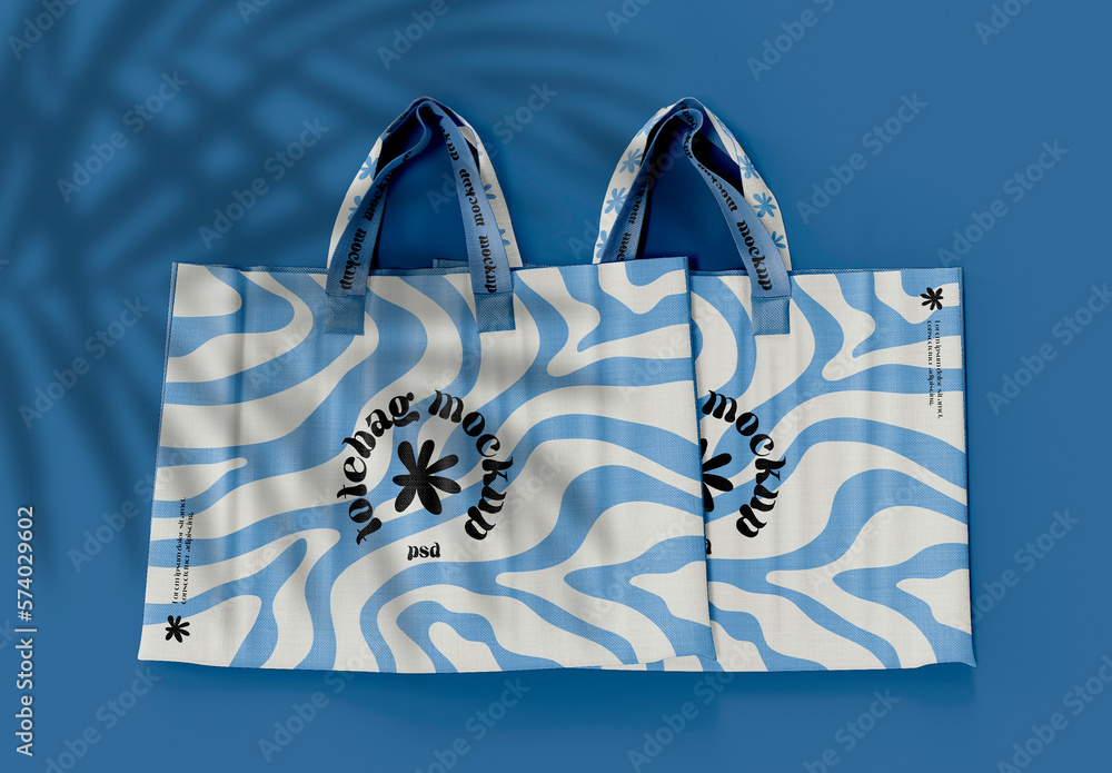Top View of Two Tote Bag Mockup Stock Template | Adobe Stock