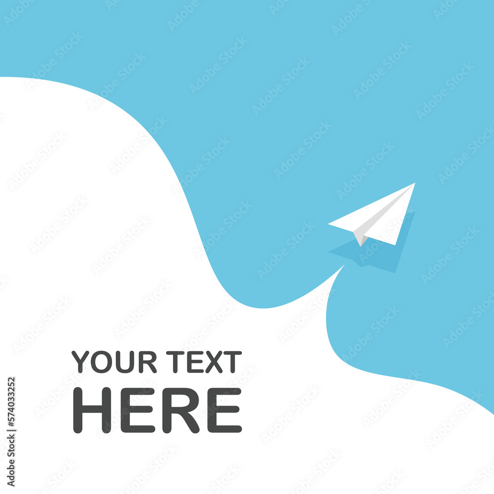 Flying paper plane with the advertising banner for your text. Travel ...
