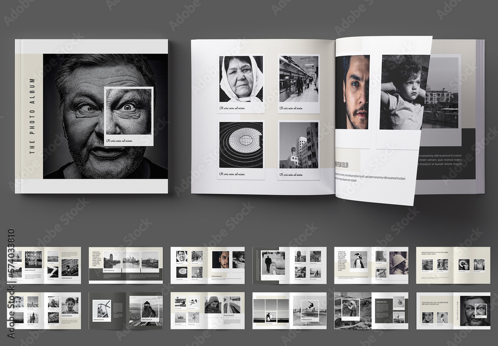Instant Photo Square Album Layout Stock Template | Adobe Stock