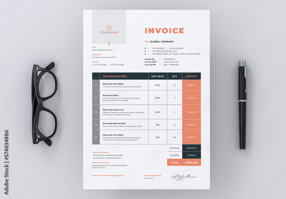 Invoice Layout Stock Template | Adobe Stock