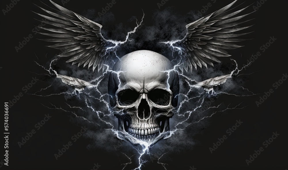 Skulls And Wings Wallpaper