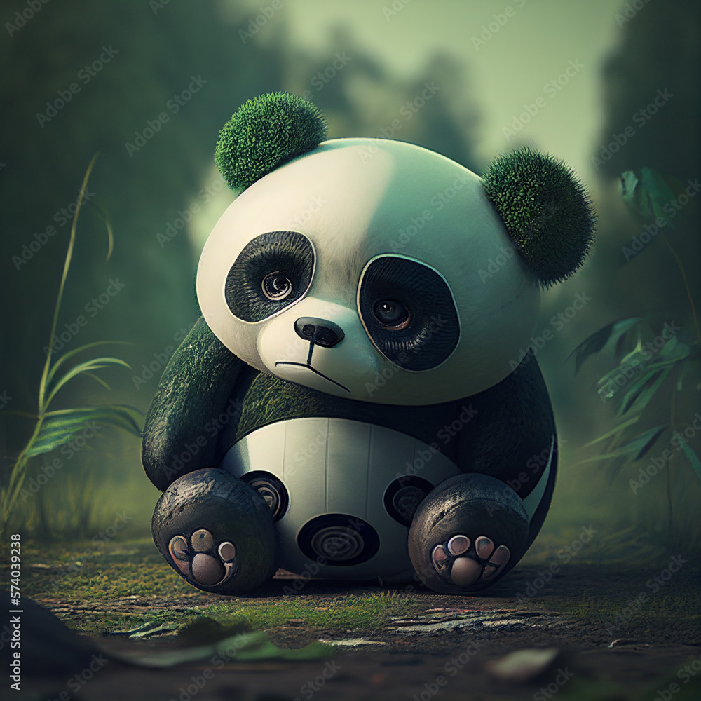 Sad panda created witch Generative AI technology Stock Illustration ...