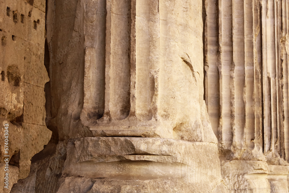 Roman pillar. Detail of the Temple of Hadrian on the Campus Martius in ...