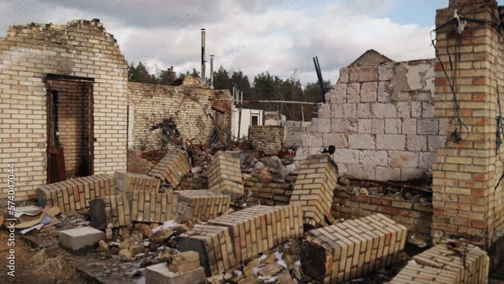 Disaster scene, Aftermath bombing, destroyed by war. During war, many ...