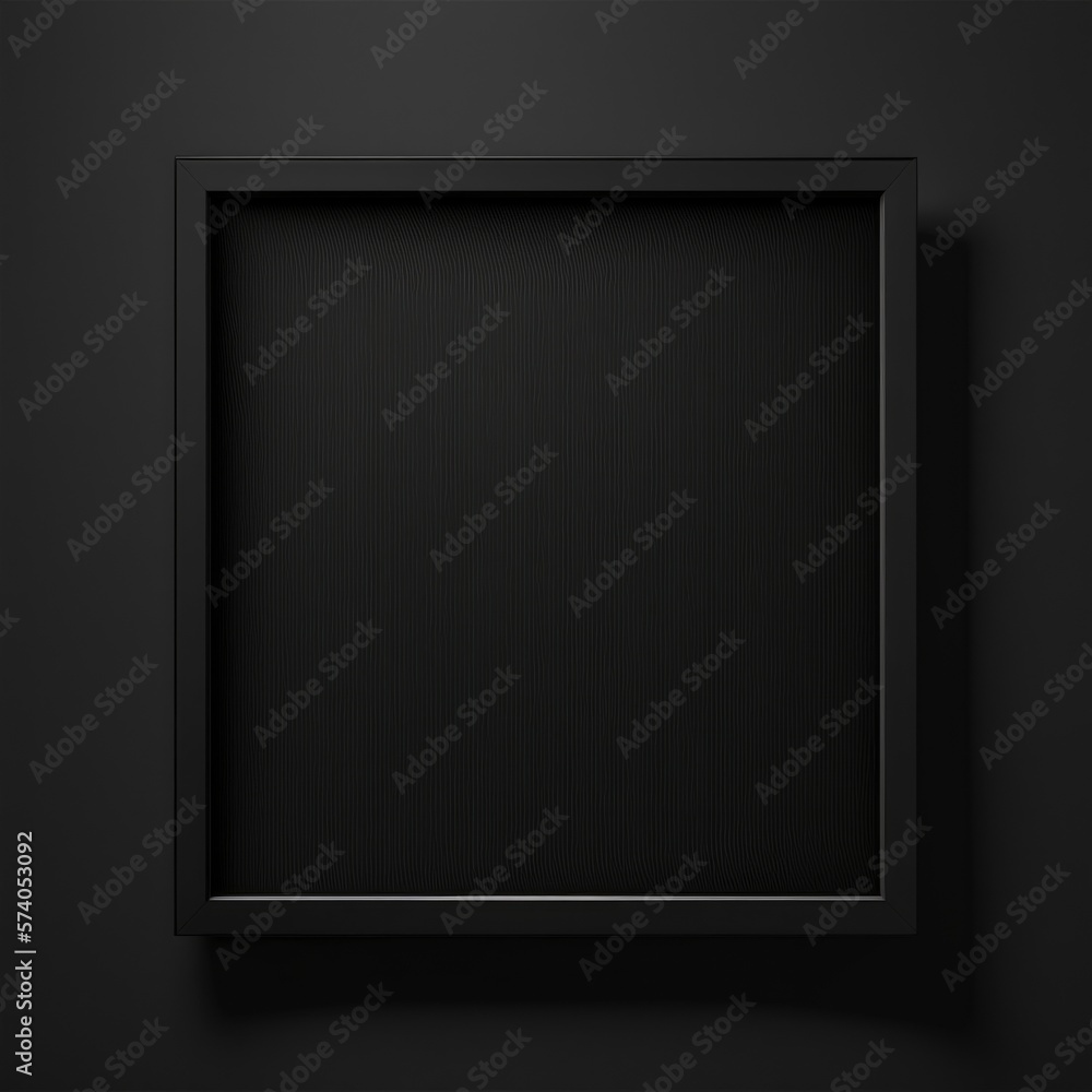 simple minimal black frame on black background, empty picture frame for ...