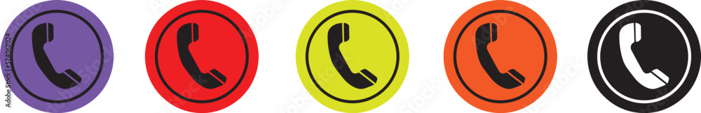 Horizontal set for colorful Phone icon set. Telephone symbol. Vector ...