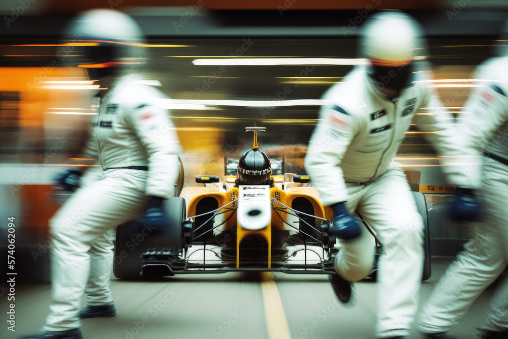 Dynamic scene of formula one racing car at pit stop symbolizing high ...