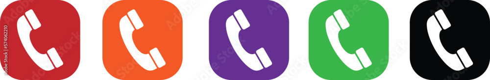 Horizontal set for colorful Phone icon set. Telephone symbol. Vector ...