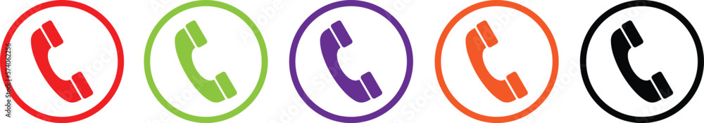 Horizontal set for colorful Phone icon set. Telephone symbol. Vector ...