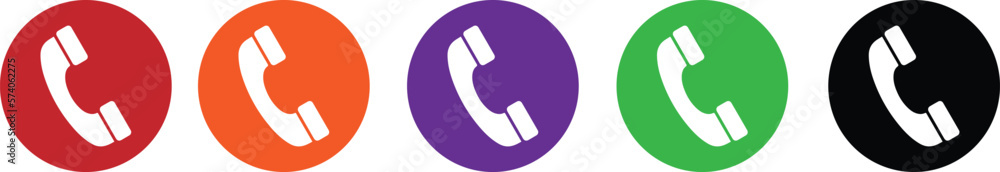 Horizontal set for colorful Phone icon set. Telephone symbol. Vector ...