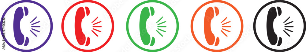 Horizontal set for colorful Phone icon set. Telephone symbol. Vector ...