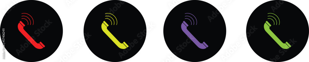Horizontal set for colorful Phone icon set. Telephone symbol. Vector ...