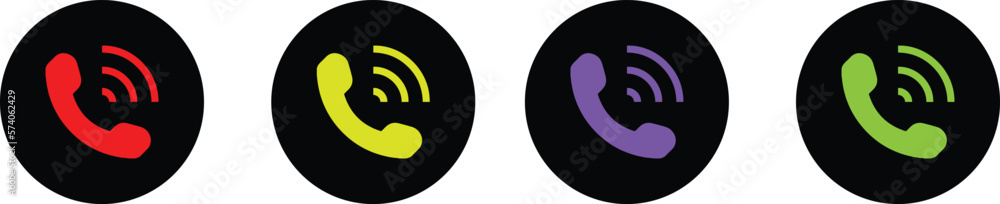 Horizontal set for colorful Phone icon set. Telephone symbol. Vector ...