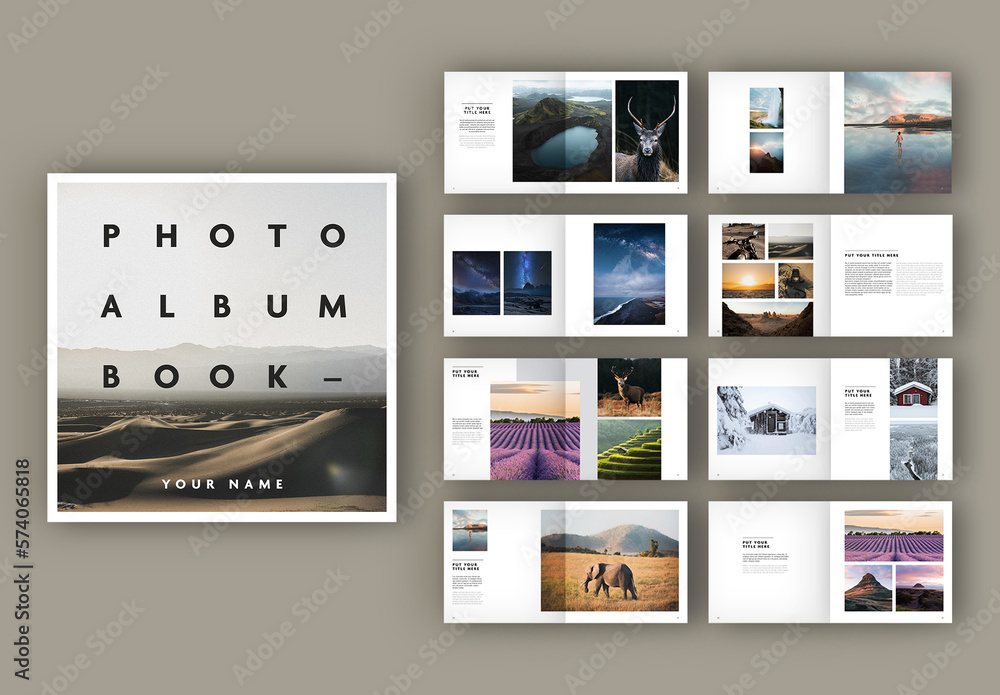 Square Photography Book Layout Stock Template | Adobe Stock