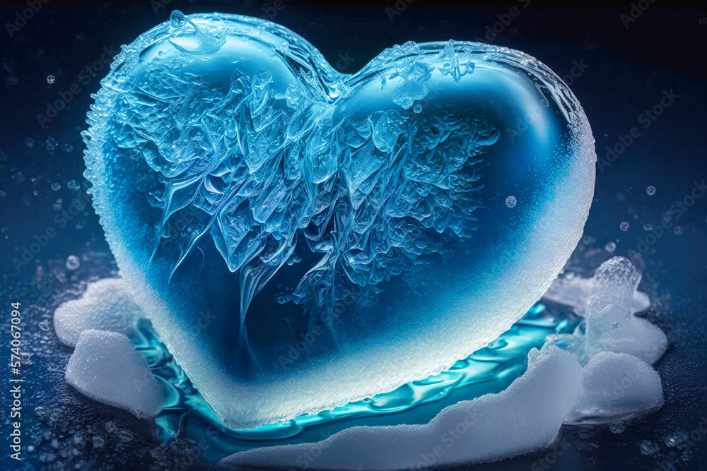 Frozen heart and frozen love concept. Created with Generative AI ...