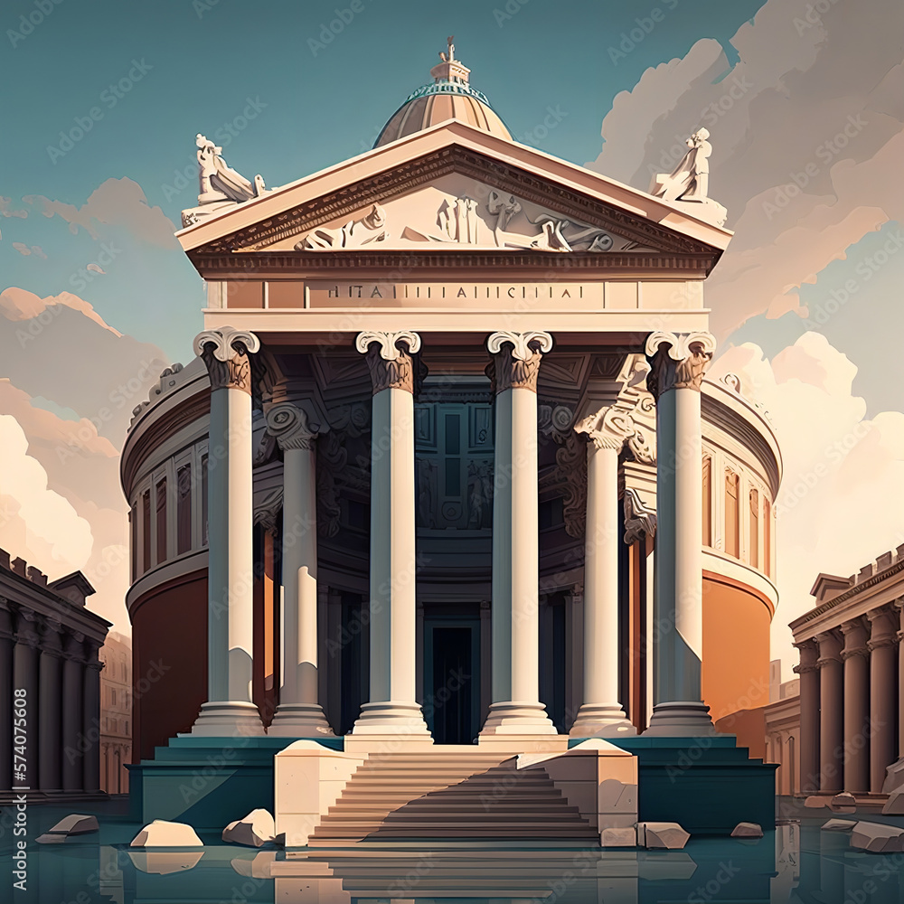 A digital illustration showcasing the architectural grandeur of the ...