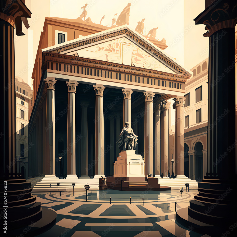 A digital illustration showcasing the architectural grandeur of the ...