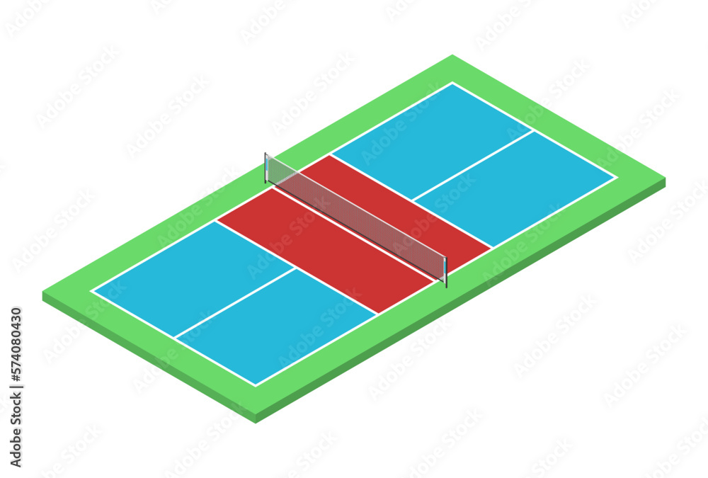 Pickleball court isometric diagram. Vector illustration without ...