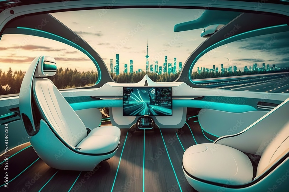 Get from a to b with ease in the sleek self-driving car, concept of ...