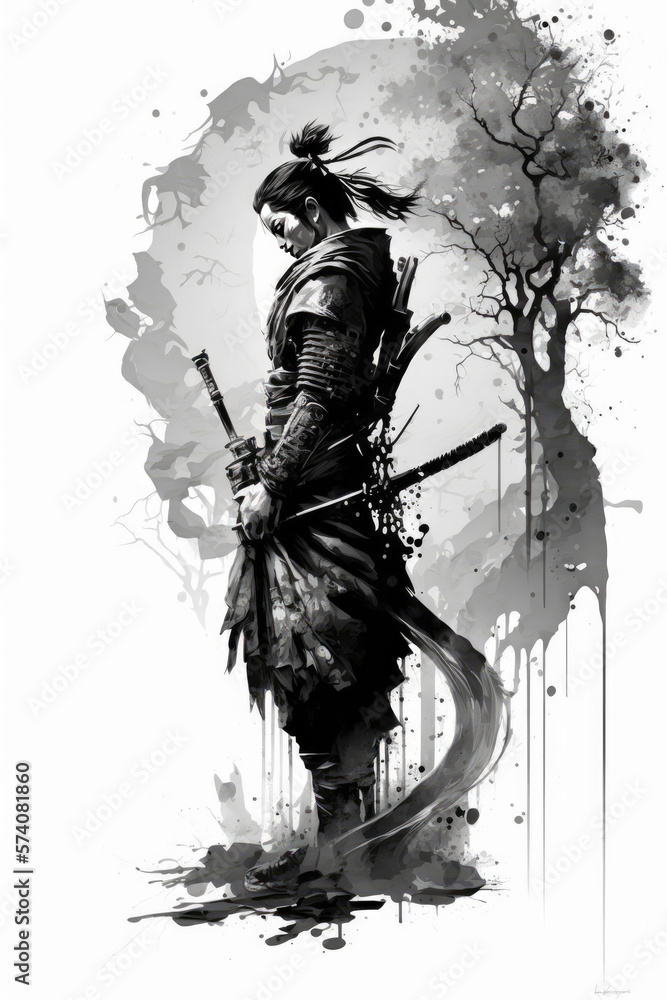 Samurai Ink Drawing