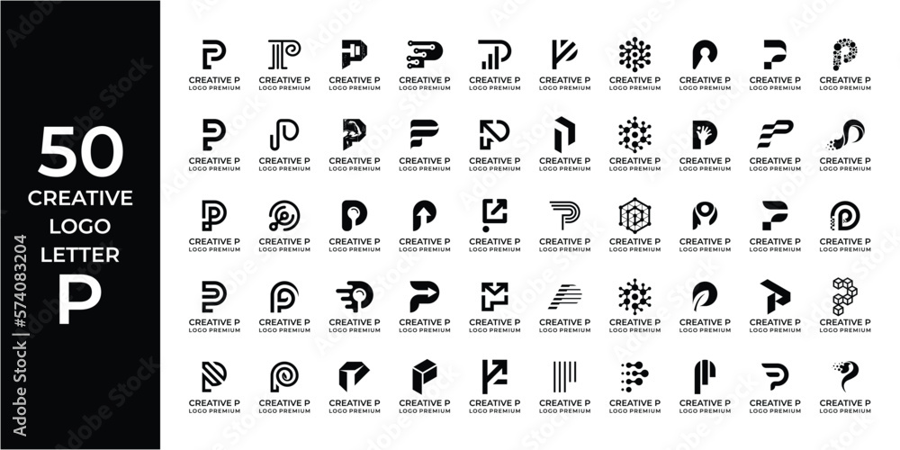 Creative logo design bundle letter P. Stock Vector | Adobe Stock