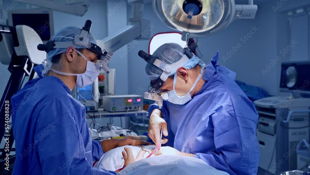 Neurosurgeon using metal tool and then changing it on the electric one ...