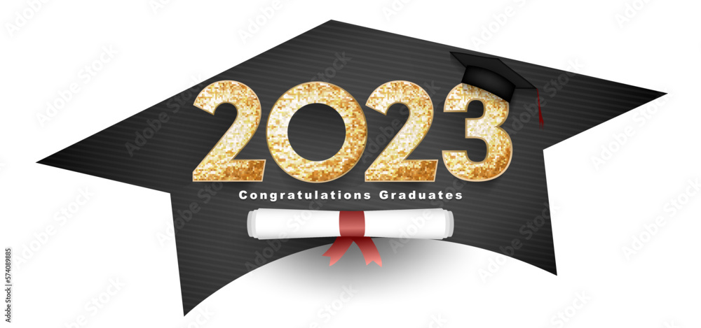 Class of 2023 Vector text for graduation gold design, congratulation ...