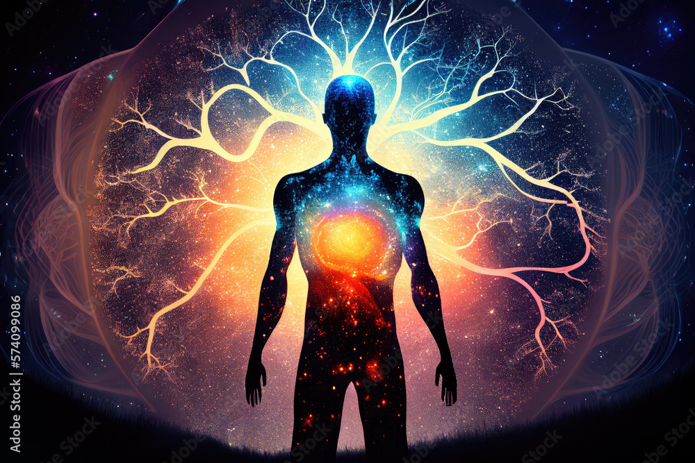 Silhouette of human astral human body concept image for near death ...