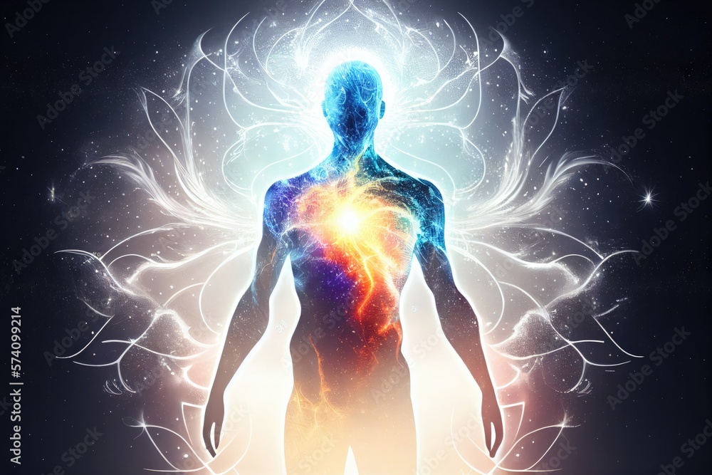 Silhouette of human astral human body concept image for near death ...