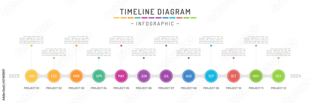 Presentation business infographic template. 12 Months modern timeline ...