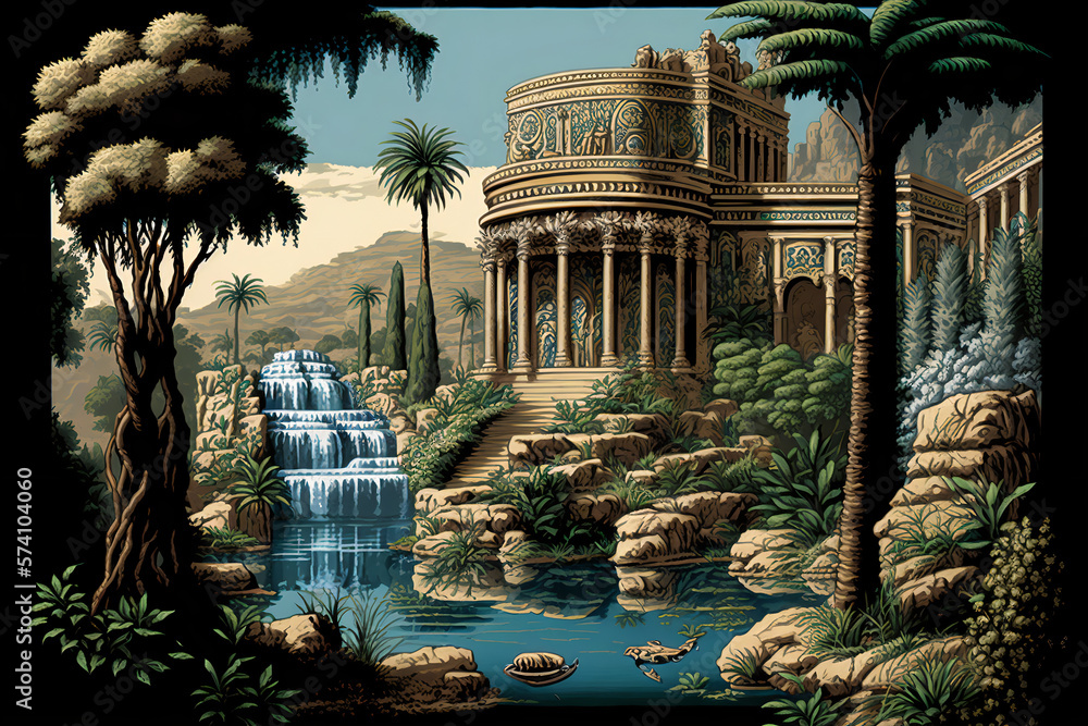 the famous Hanging Gardens of Babylon, a lush oasis in the midst of the ...