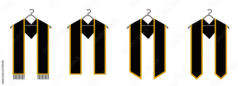 Graduation Black Gold Sash with hanger. Minimalis vector illustration ...