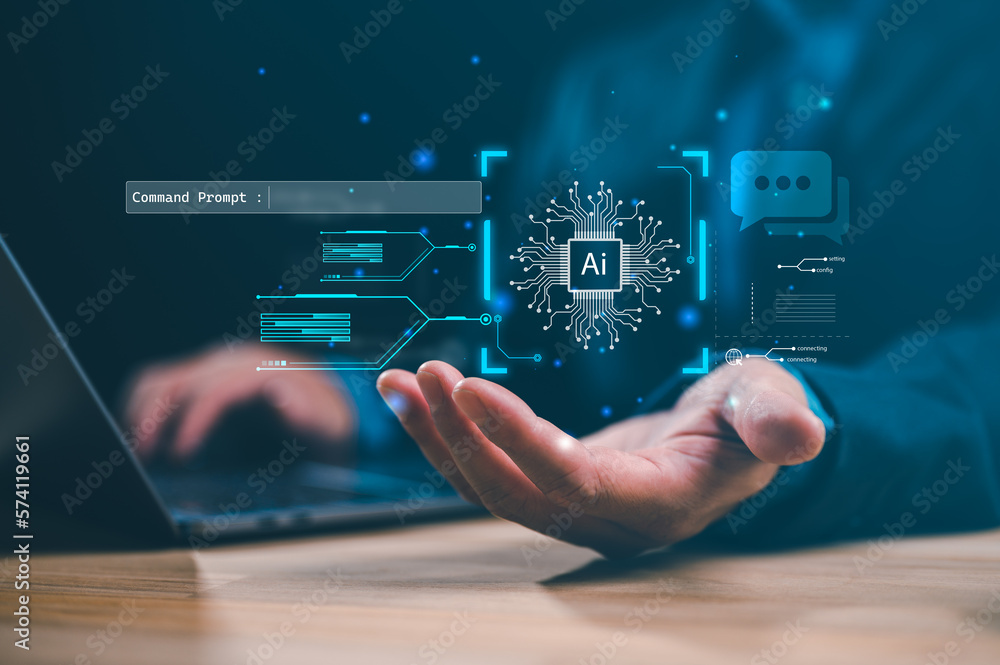 Ai technology, Artificial Intelligence. Man using technology smart ...