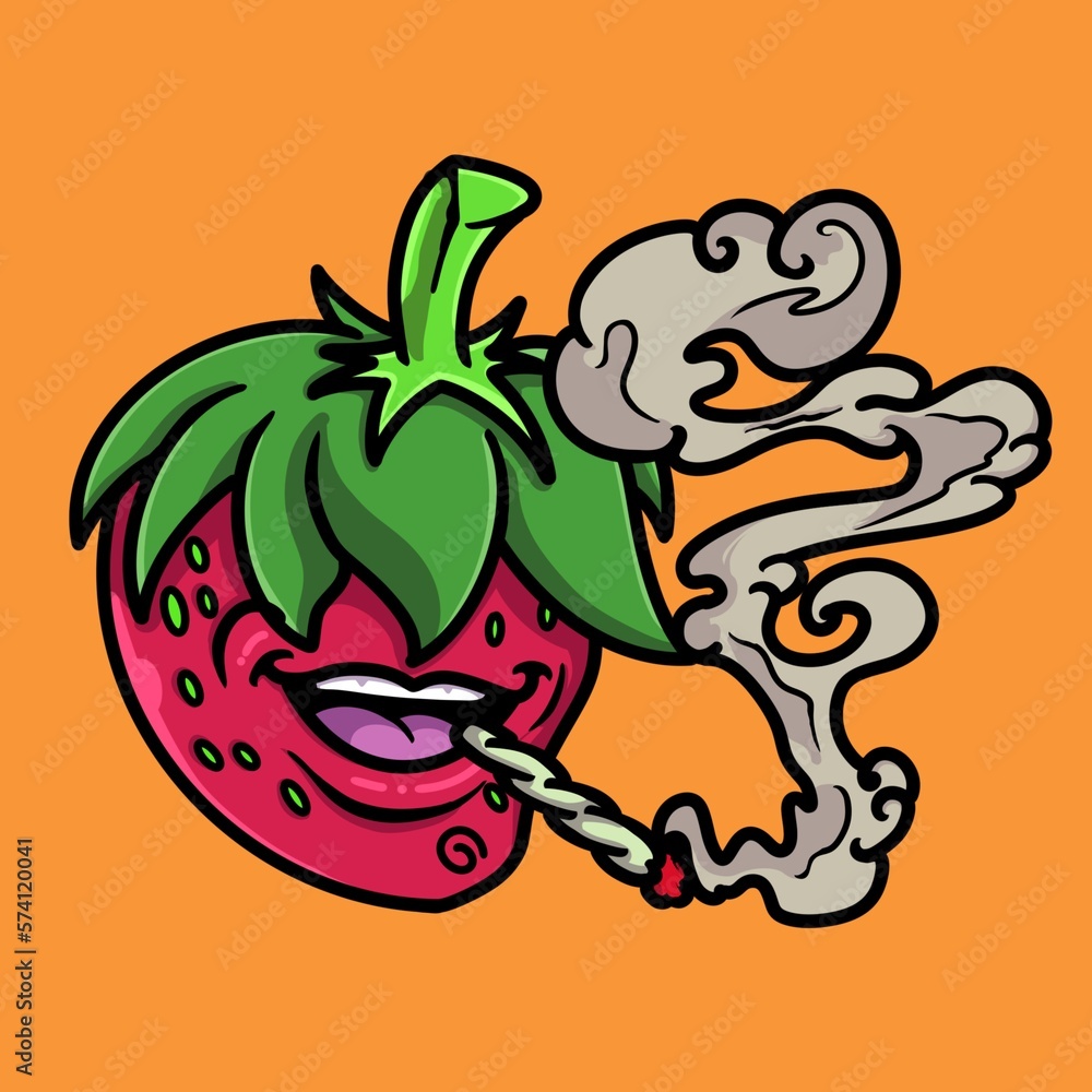 Simple cute cartoon character of fruit smooking with expresion, made ...