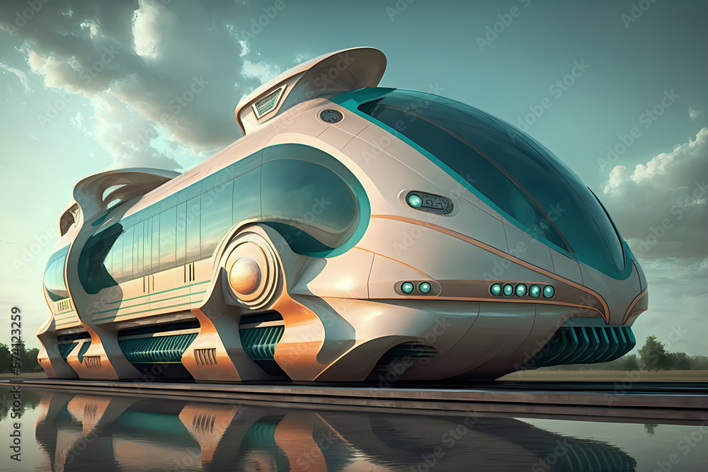 Future of public transportation, futuristic bullet train, modern ...