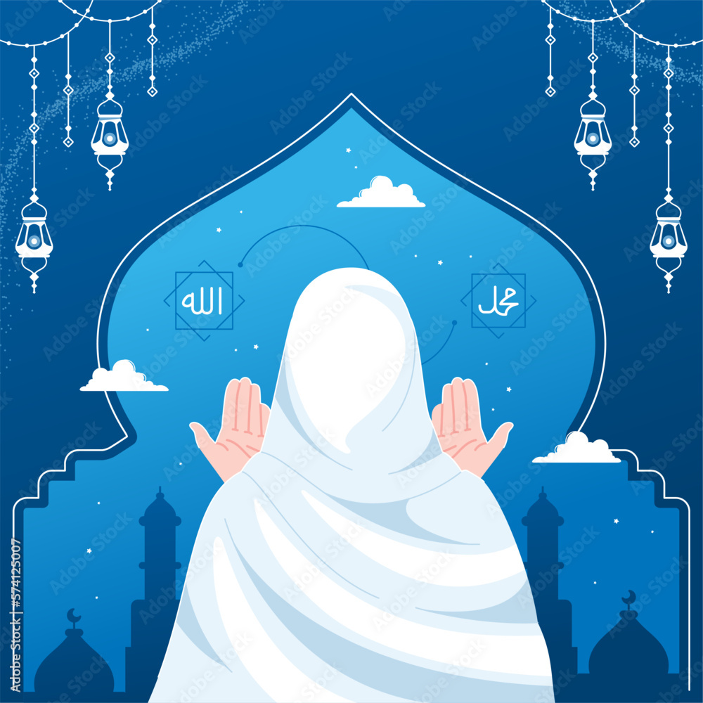 islamic praying dua illustration background Stock Vector | Adobe Stock
