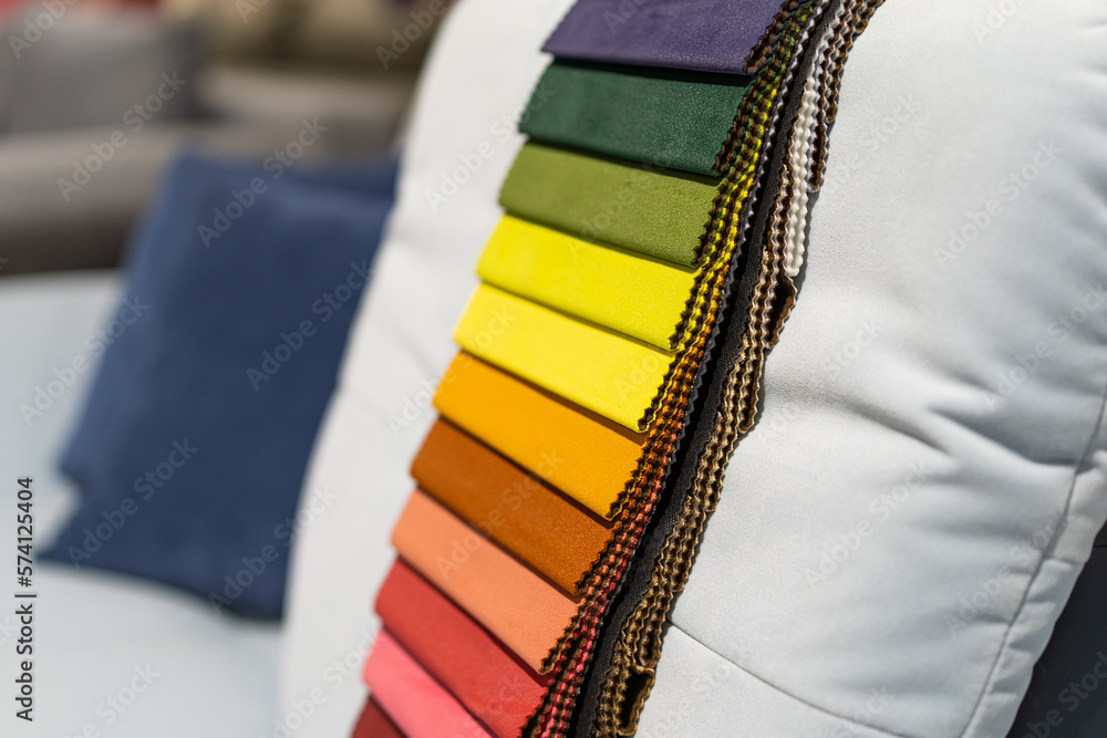 Tissue catalog. Catalog of multi-colored fabric samples. Textile ...