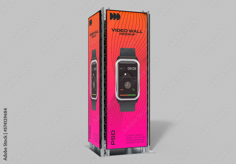 Vertical Video Wall Mockup Stock Template | Adobe Stock