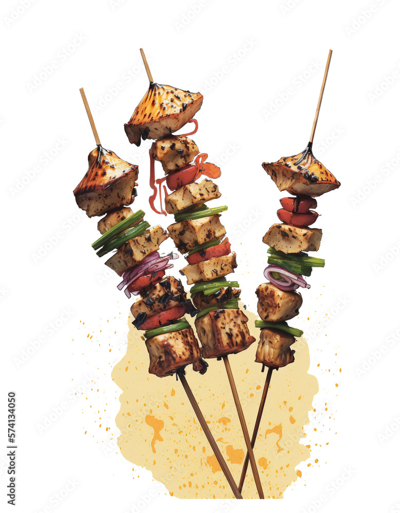 Skewer Barbecue on transparent background, Generative Ai, Generative Ai Stock Illustration ...