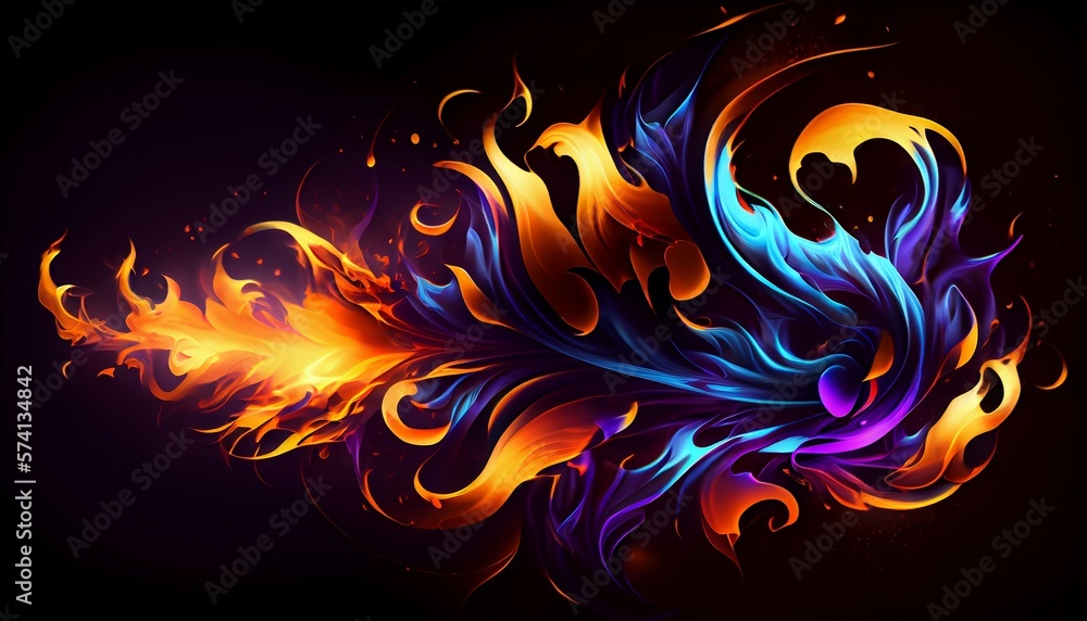 A Bold Abstract Flowing Flames Background, Generative AI, Illustration ...